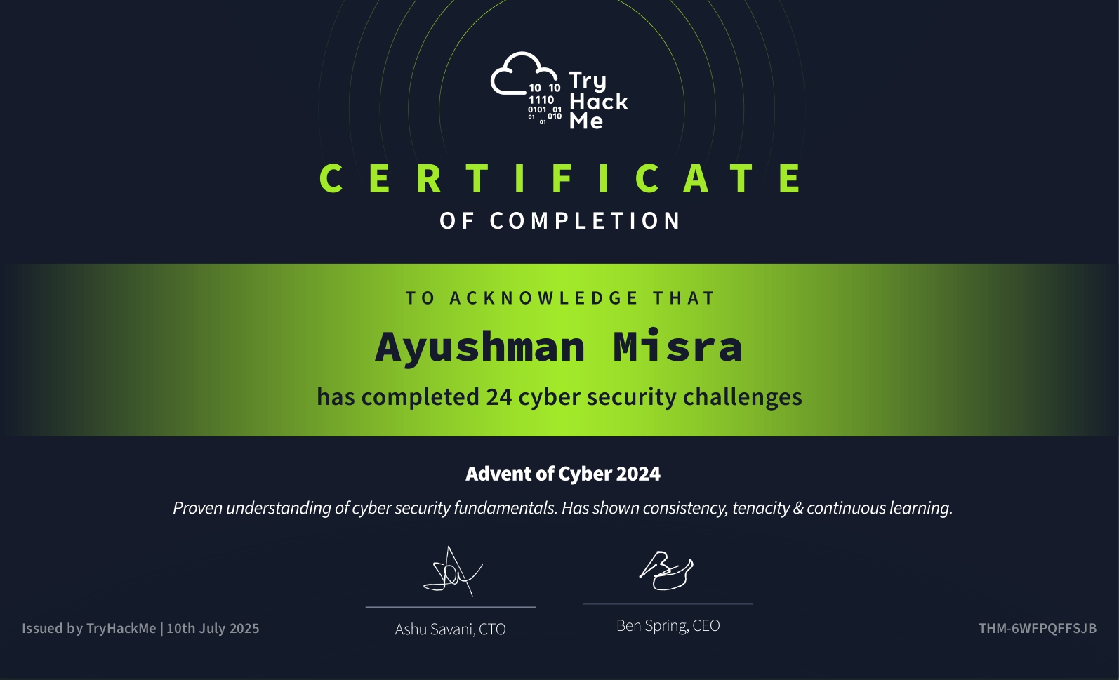 Ayushman Misra | Cybersecurity Specialist